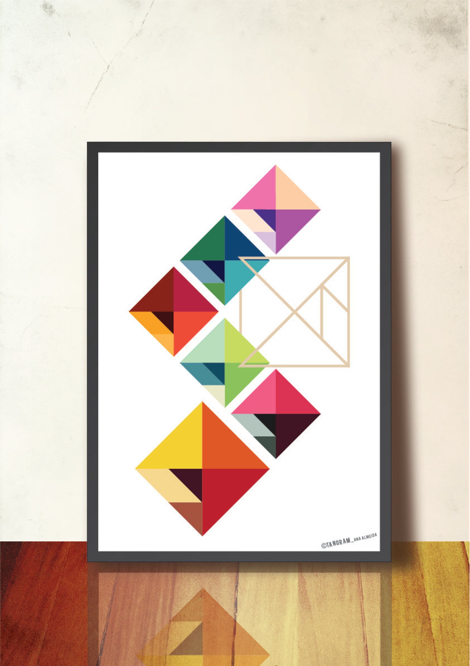 Geometric Print. modular Tangram Art Poster. Mid - Etsy UK