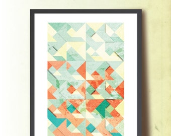 Tangram Geometric Art Abstract Wall Decor Illustration. | Etsy