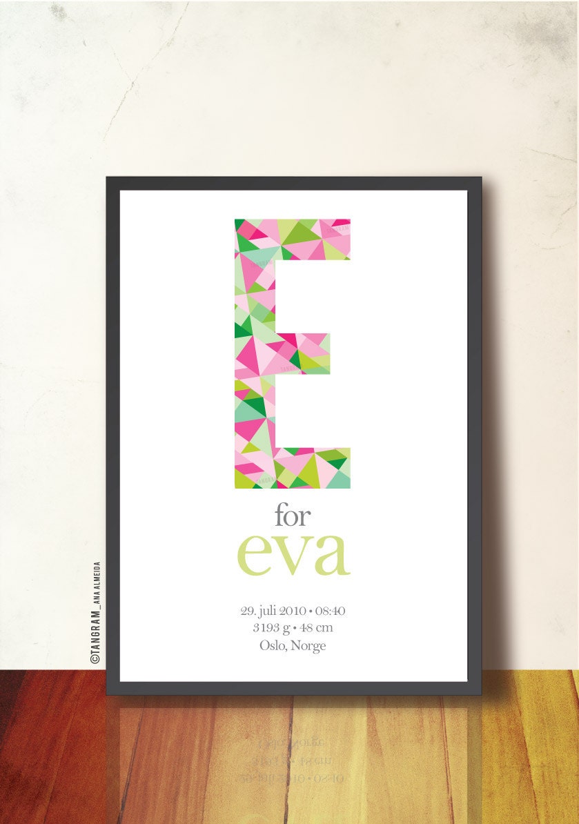 Monogram Art. Geometric Monogram Print. Children Personalized Poster ...