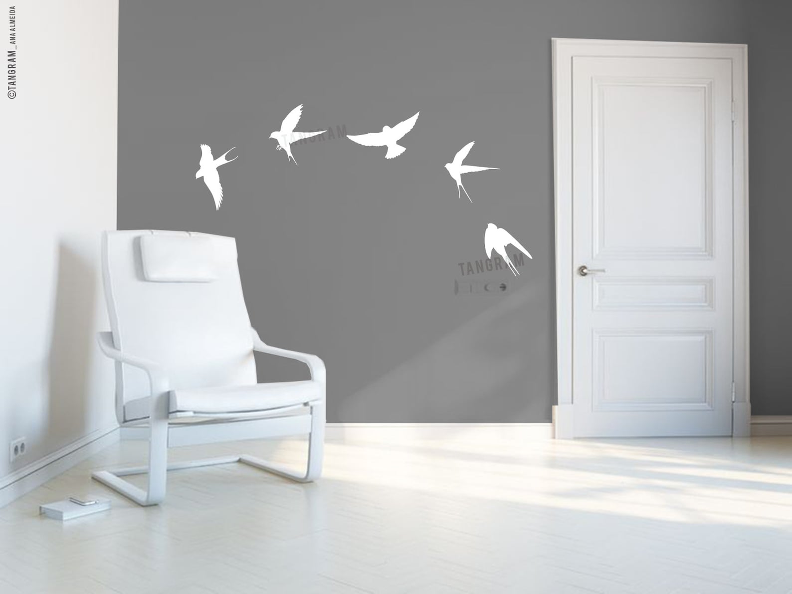 Flying Birds Vinyl Decal. White Swallows Vinyl Decals. Birds Wall Art ...
