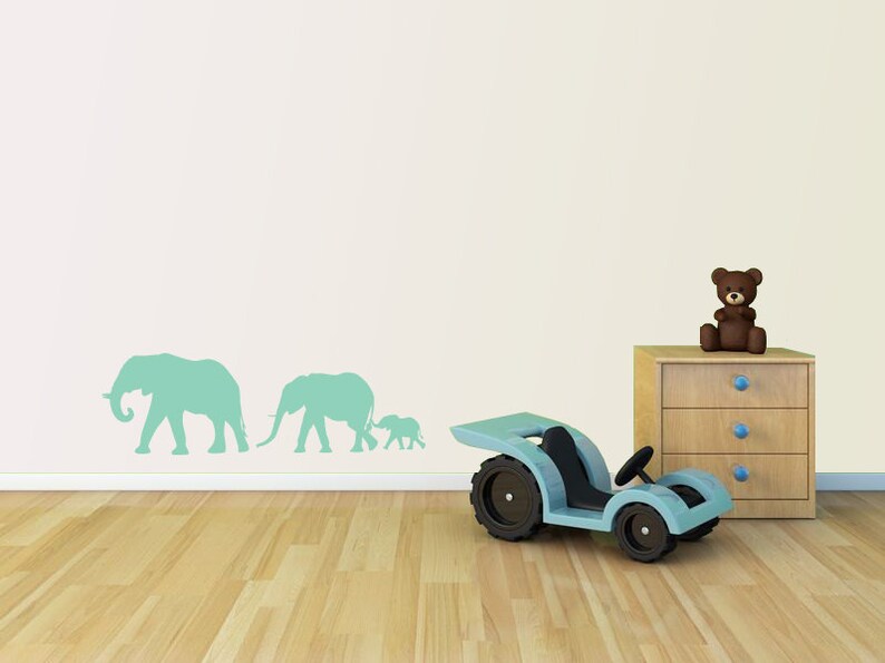 Elephant Family VINYL DECAL Mint Sticker. Nursery Room Wall | Etsy