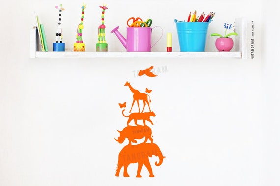 Animal Pyramid Silhouette Vinyl Decal. Kids Room Animals | Etsy UK