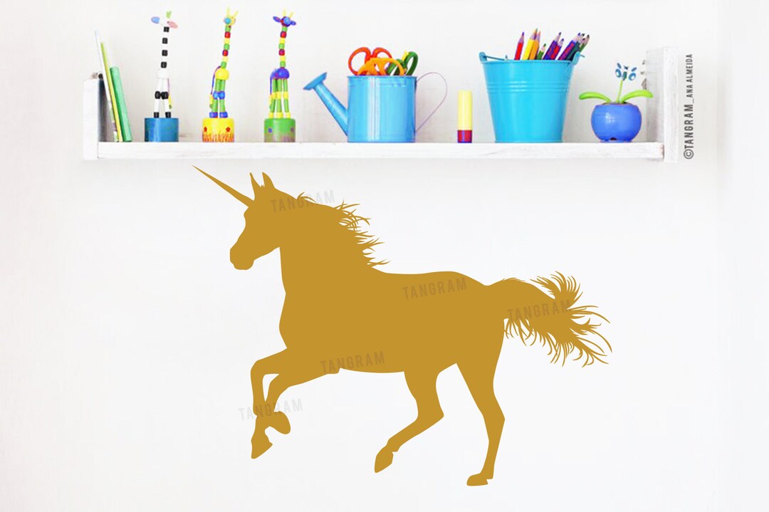 Gold Unicorn Vinyl Sticker, Golden Unicorn VINYL Decal. Unicorn Wall ...