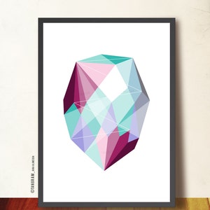 Geometric Art Print, Faceted Precious Jewel Print. Gemstone Wall Art ...