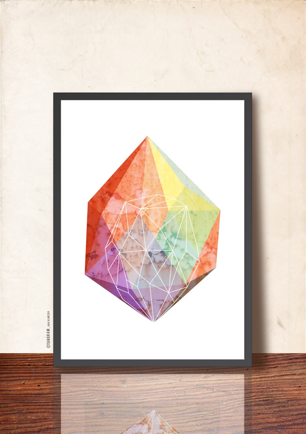 Minimalist Geometric Jewel. Art Poster, Illustration Art Print, Gem ...
