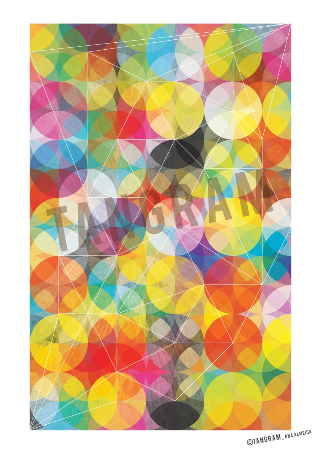 Geometric Print. Art Poster Bright Colors. Circles Triangles Wall Art ...