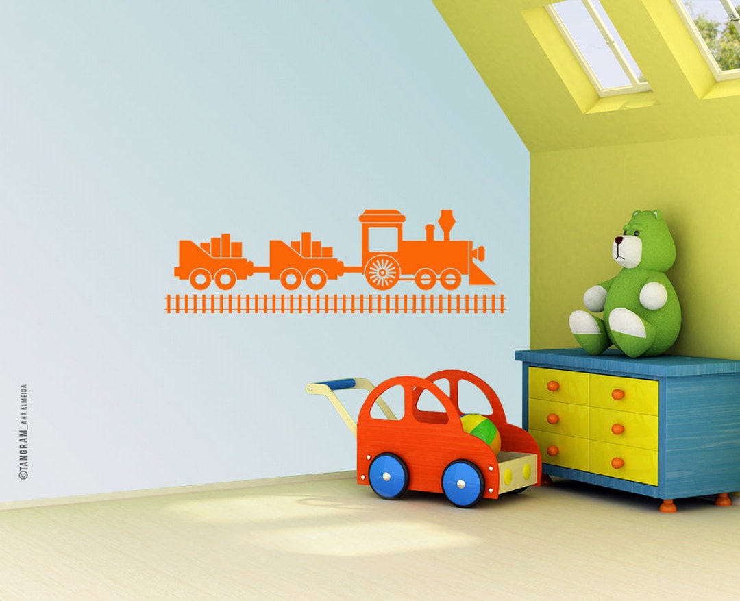 Train Wall Art Sticker. Vinyl Train Decal. Promo! Kids Room Train Wall ...