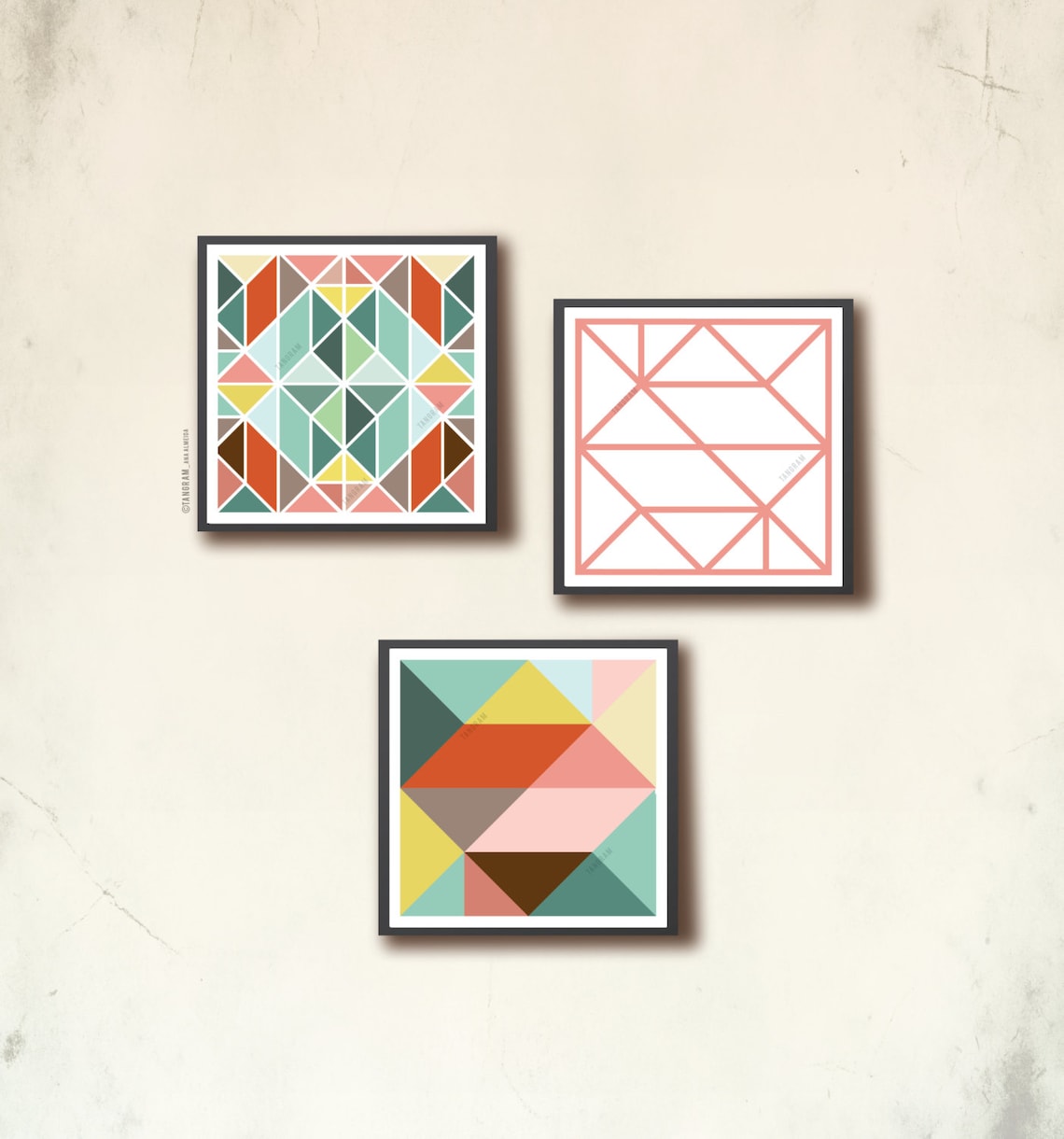 Scandinavian Square Poster Set III. 3 Geometric Art Square - Etsy UK
