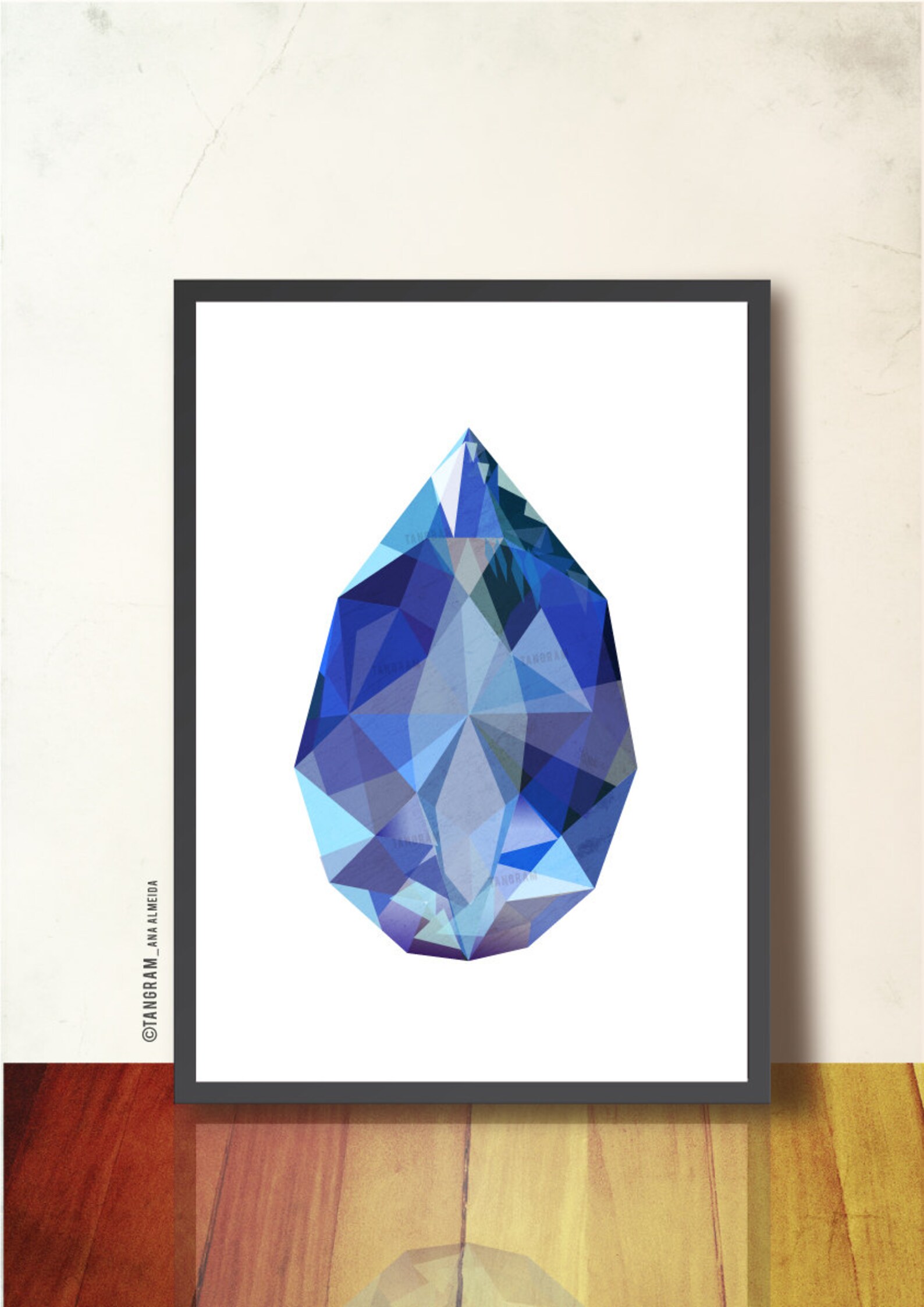 Sapphire September Birthstone Poster. Gemstone Art Print. Imaginary ...