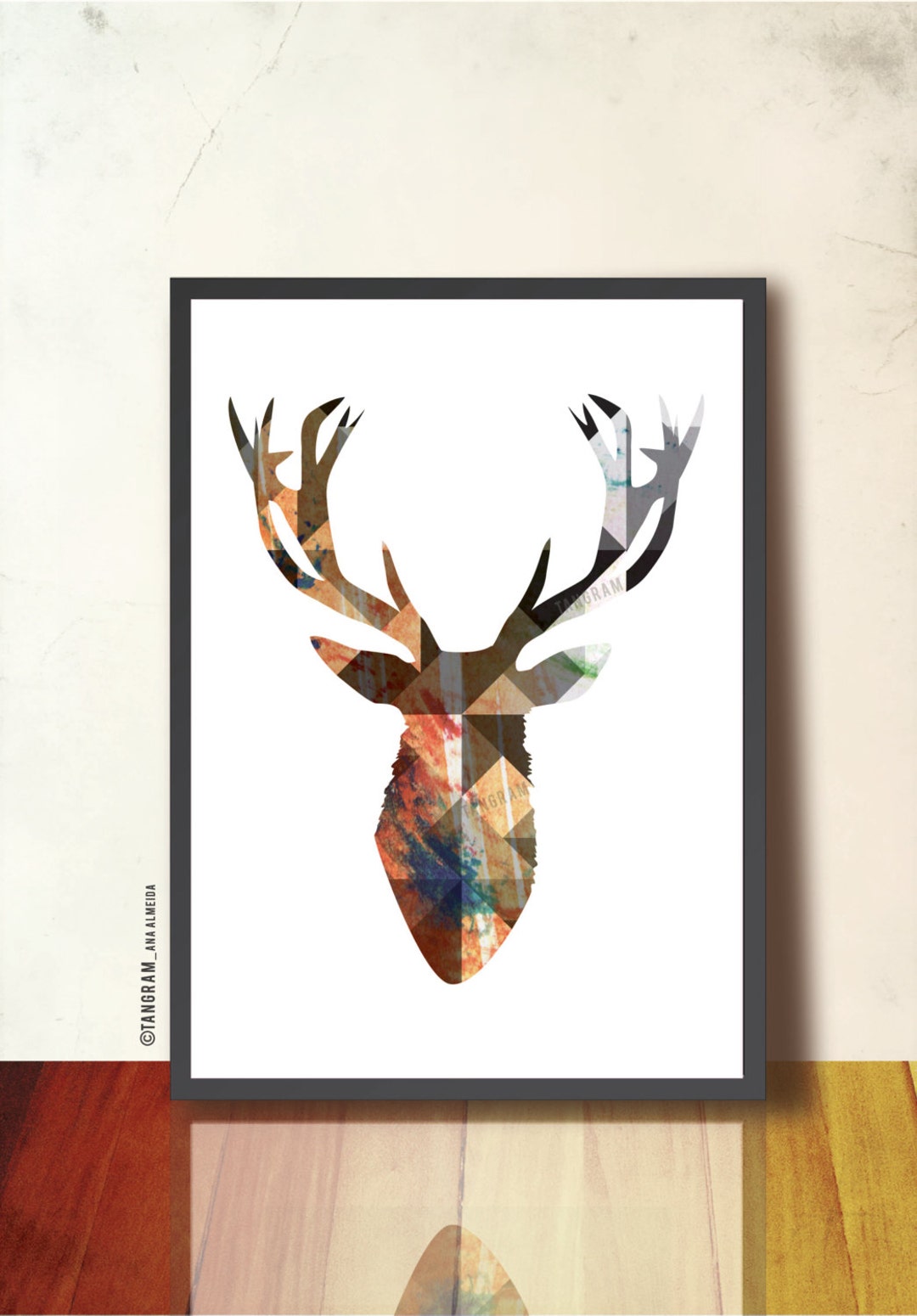 Reindeer Poster. Geometric Print. Geometric Art Stag. Fathers Day Gift ...