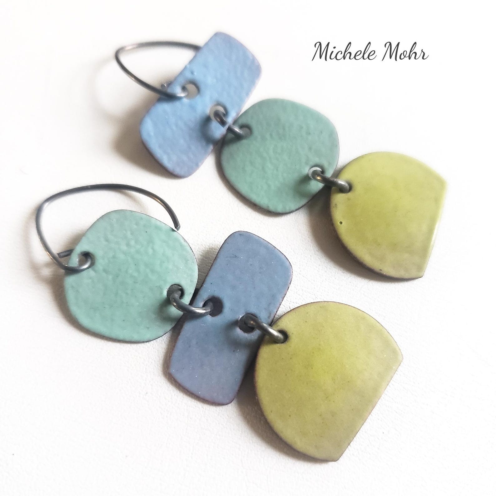 Colors of the Sea Matte Enamel Earrings With Oxidized Sterling Silver ...