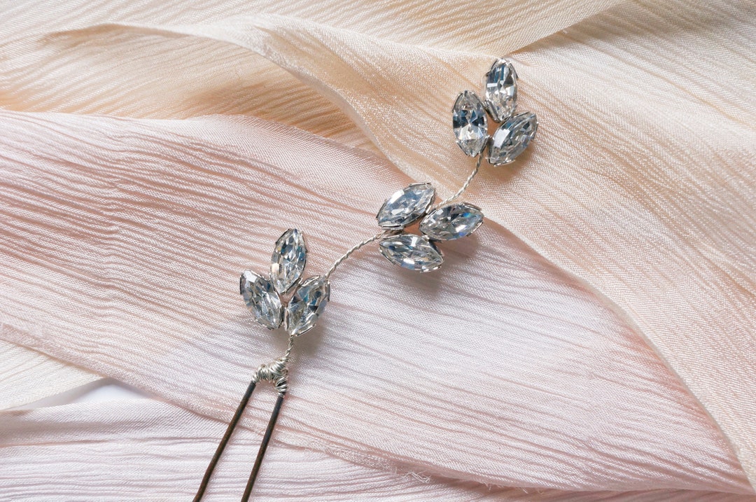 Ivy Single Stem Hair Pin bridal Hair Pin, Bridal Headpiece, Crystal ...