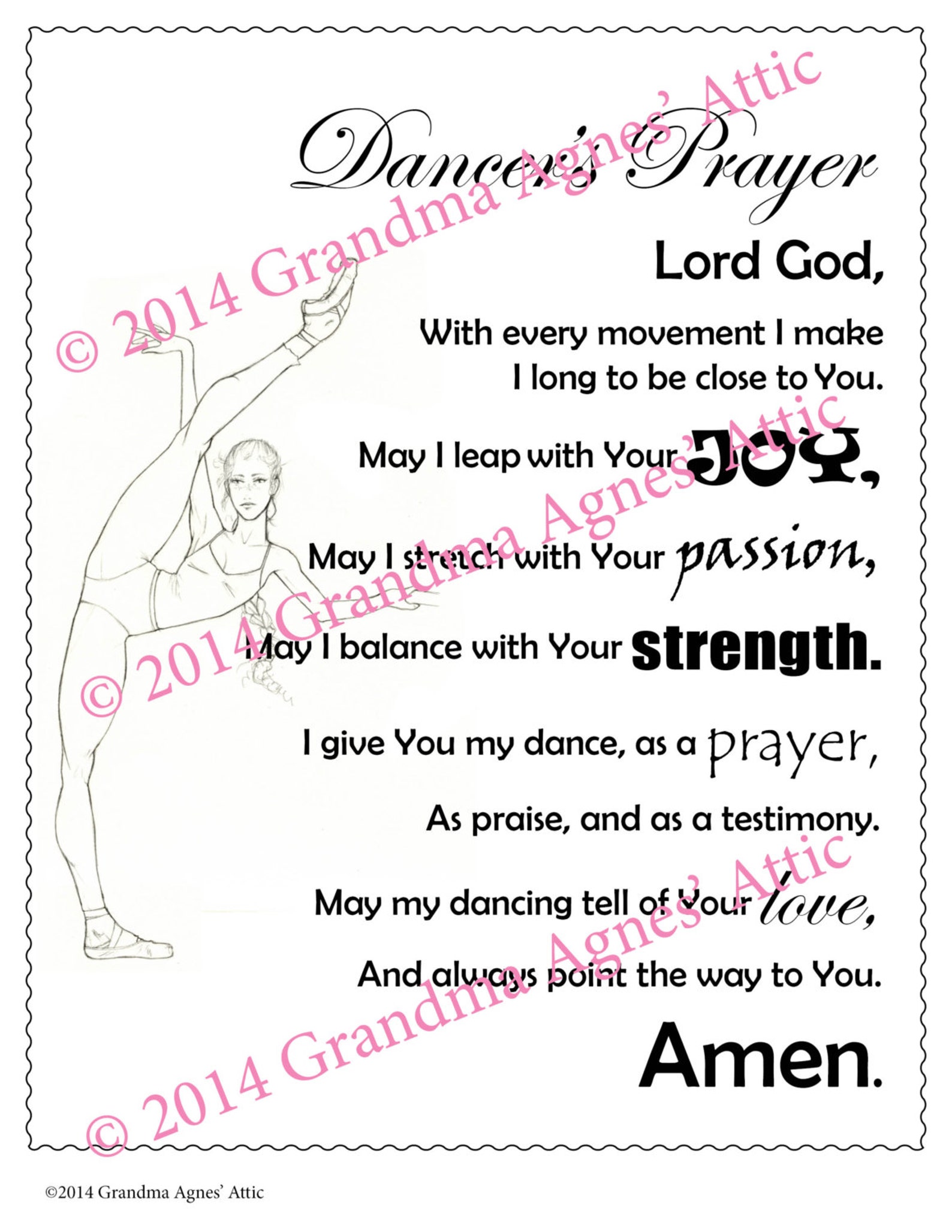 Dancer's Prayer Digital Download, Donation Made for Every Purchase! - Etsy