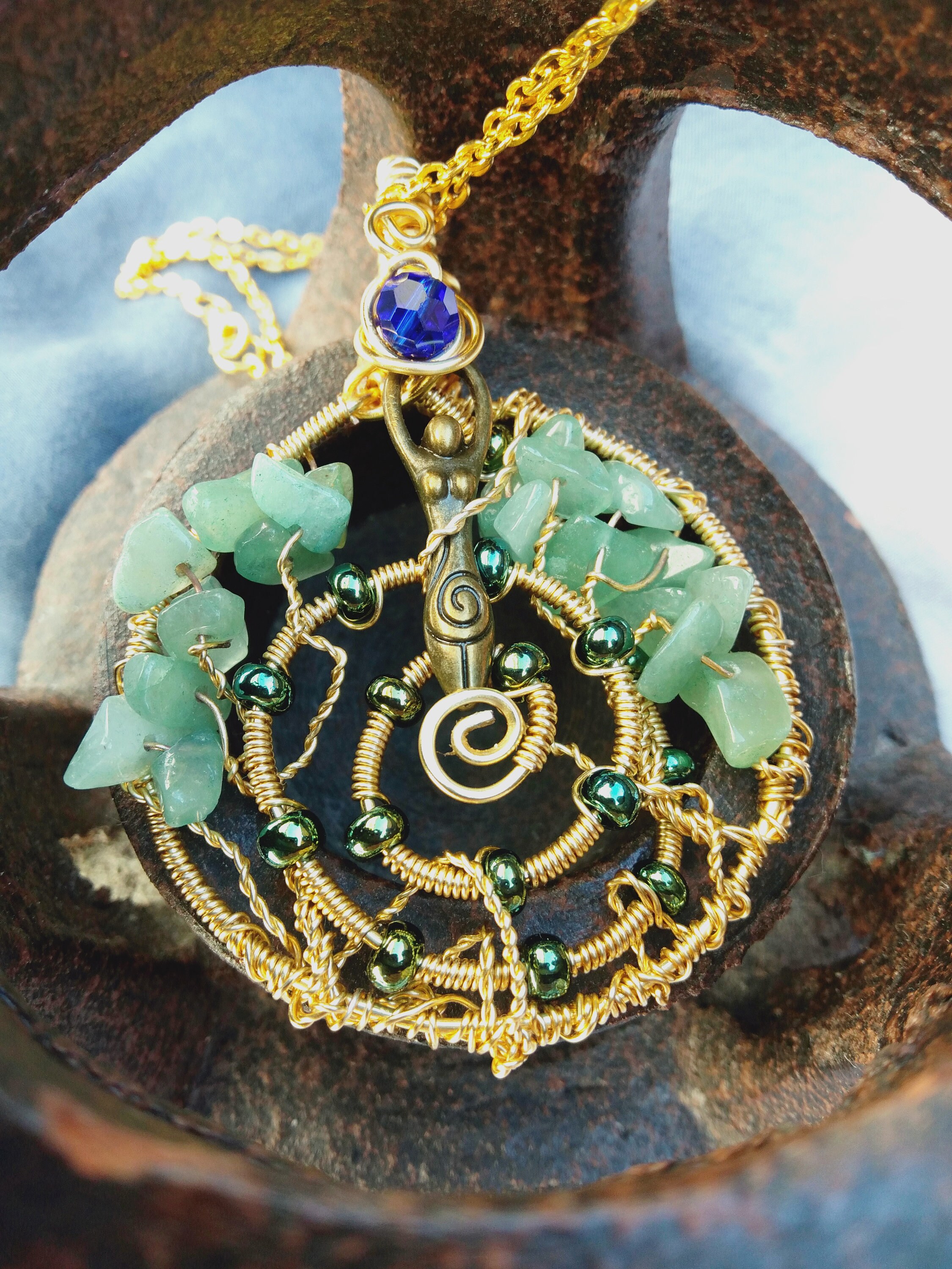 Gaia Greek Goddess Aventurine Gaia Tree of Life Pendant - Etsy