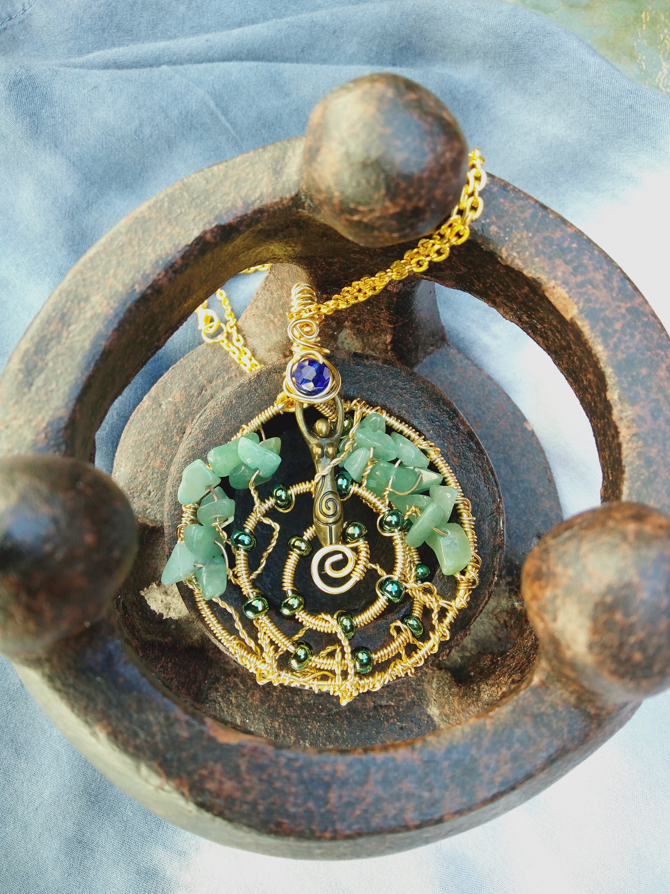 Gaia Greek Goddess Aventurine Gaia Tree of Life Pendant - Etsy