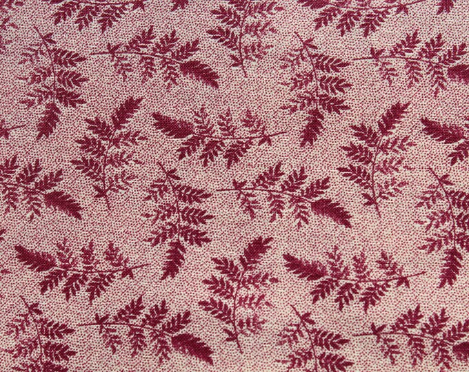 Maroon Red Leaf Print Soft Cotton Fabric Remnant - Etsy