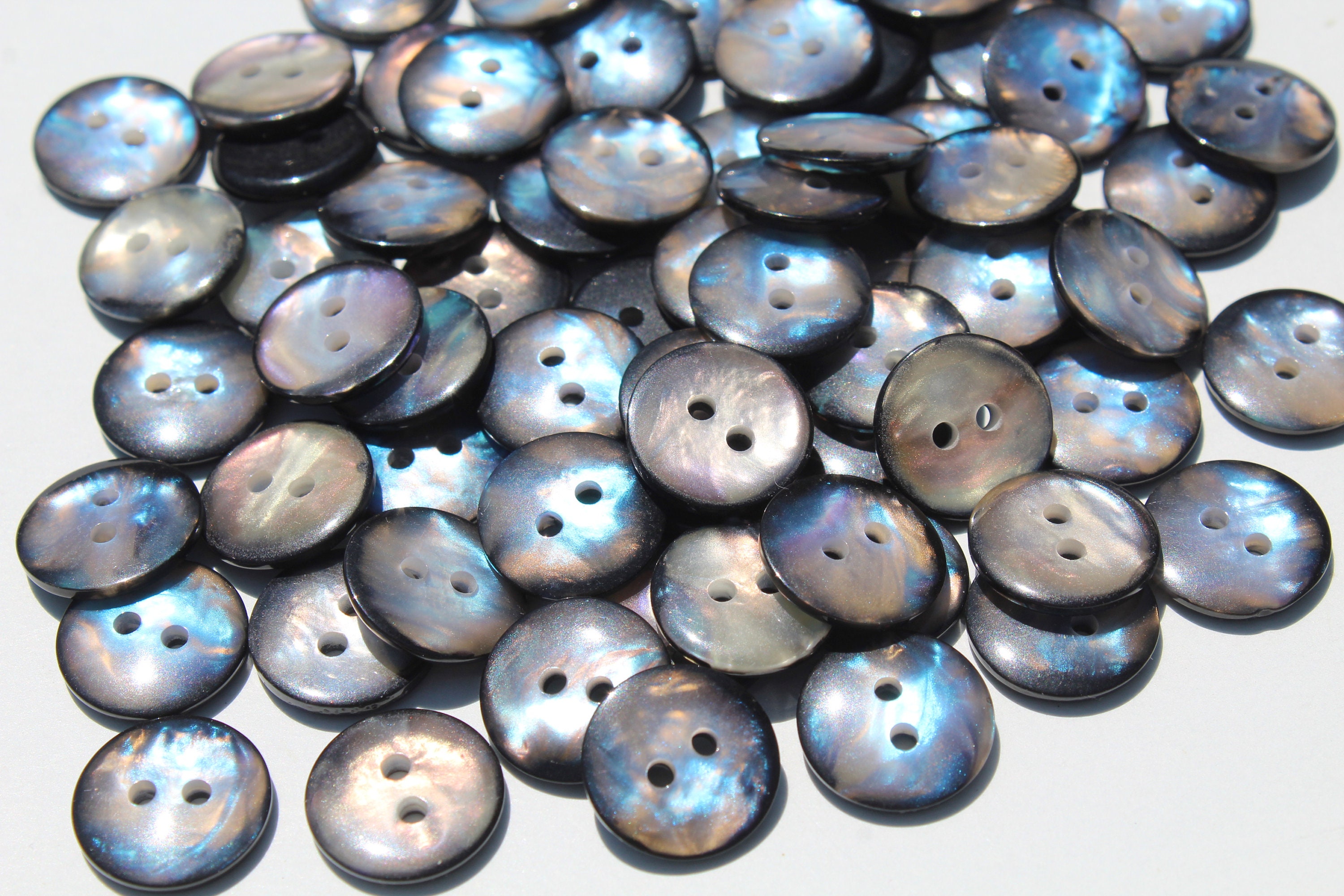 Faux Shell Grey Black Blue Crafting Buttons Shimmering Round - Etsy Polska