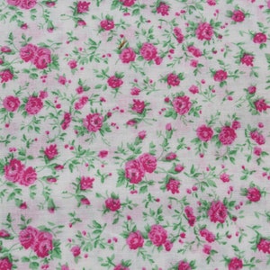 Pink Rose Floral Print Cotton Fabric: Quilting & Sewing Calico - Etsy