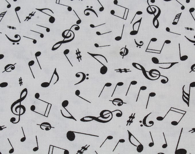 Black Music Notes on White Cotton Fabric by the Half Yard - Etsy