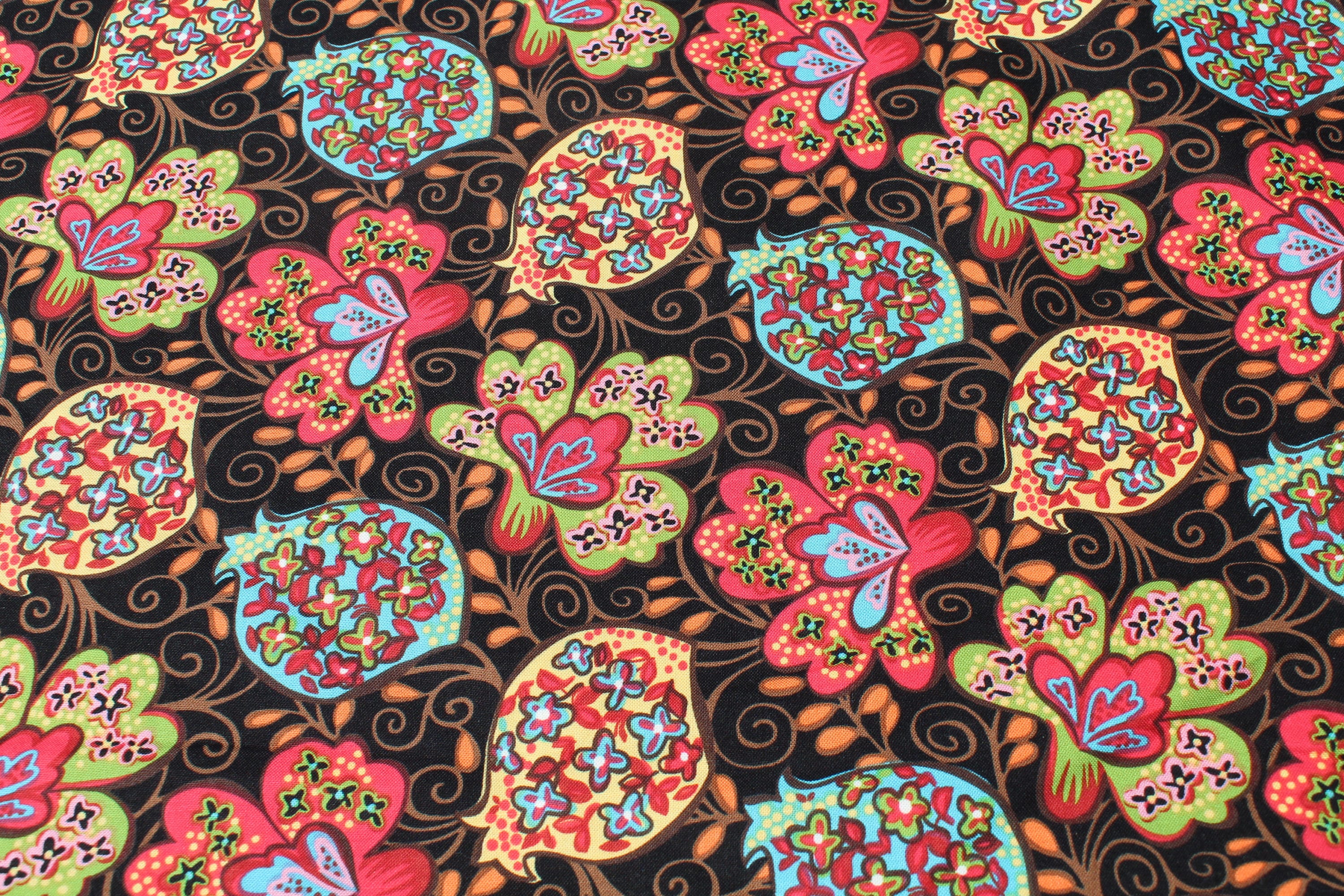 Abstract Colorful Floral Print Cotton Fabric by the Yard - Etsy