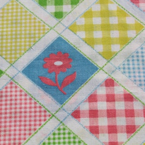 Pastel Patchwork Cotton Fabric, Pink Blue Yellow White, Gingham Diamond ...