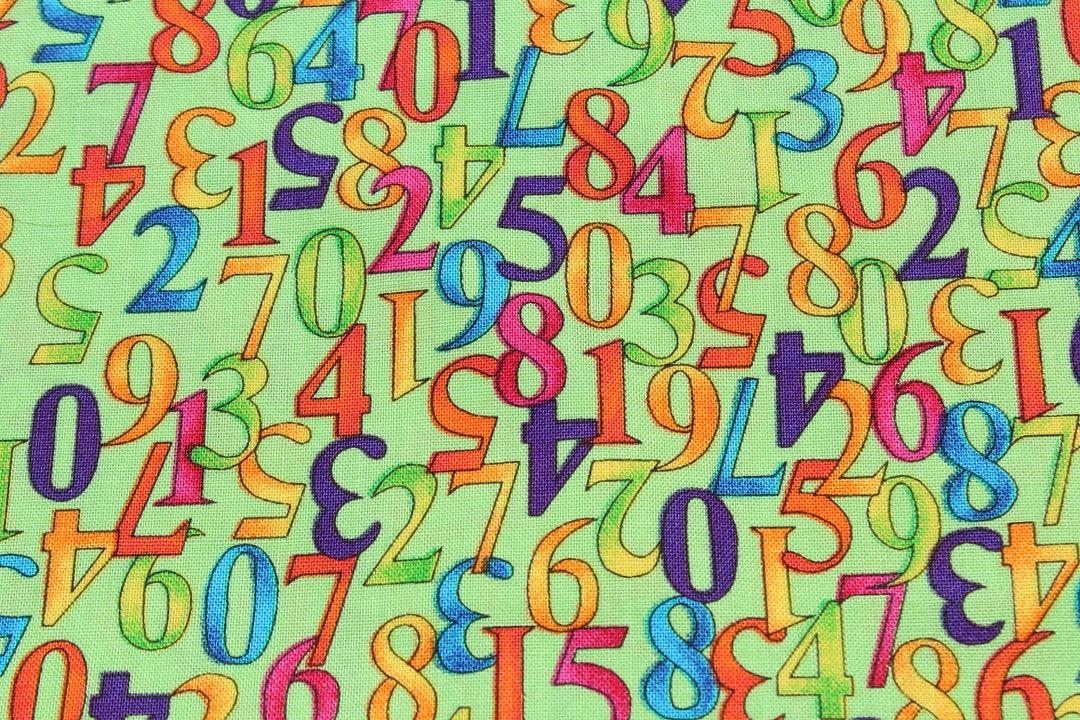 Rainbow Colored Numbers on Lime Green Cotton Fabric - 1/4 Yard - Etsy