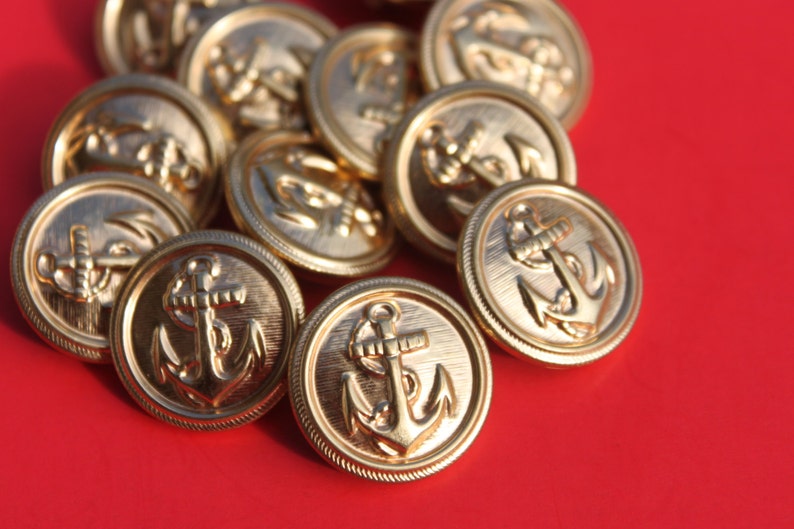 Naval Anchor Brass Metal Crafting Buttons Gold Colored Sports Etsy