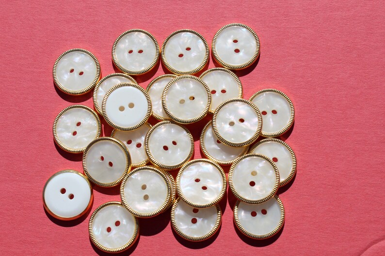 Gold Rimmed Faux Shell Buttons Fancy Ivory Color Round - Etsy
