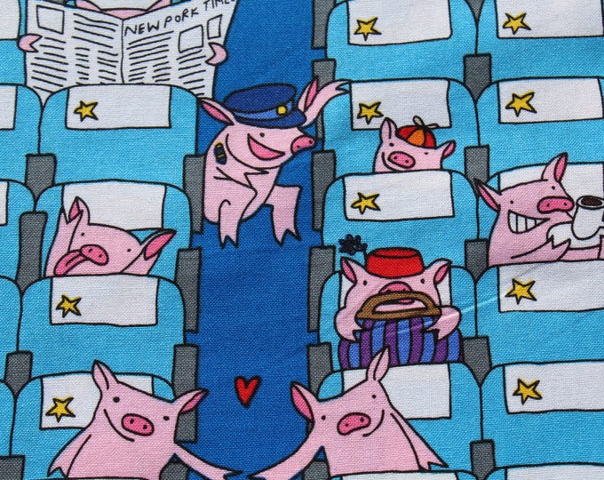 When Pigs Fly in Airplane 100% Cotton Fabric by the Half Yard, Samarra ...