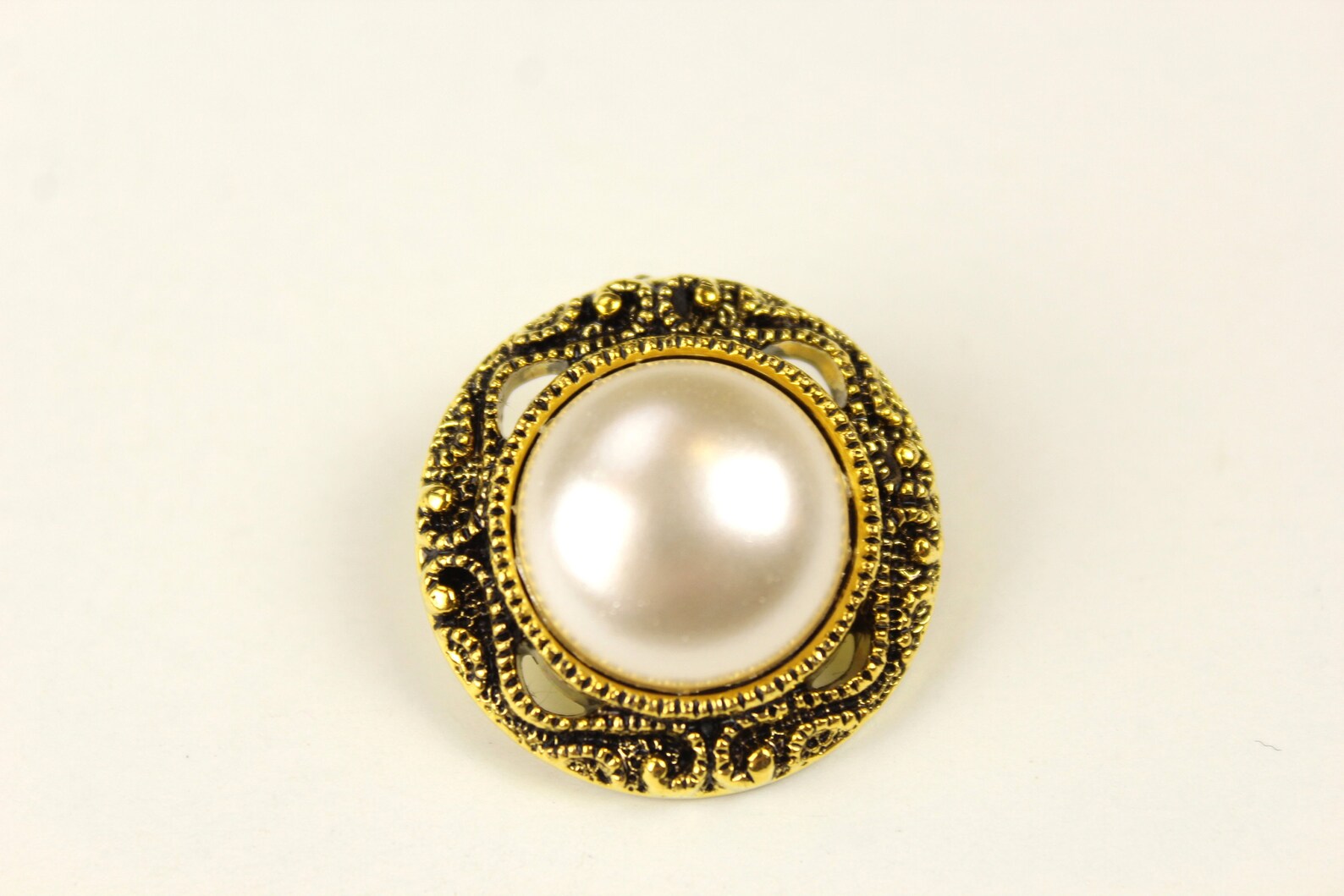 Large Faux Pearl Plastic Buttons With Ornate Gold Rim for - Etsy