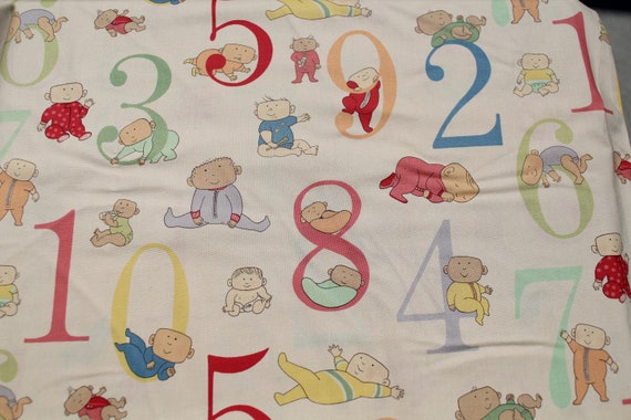 Baby Nursery Cotton Fabric by the yard Number Room Decor | Etsy