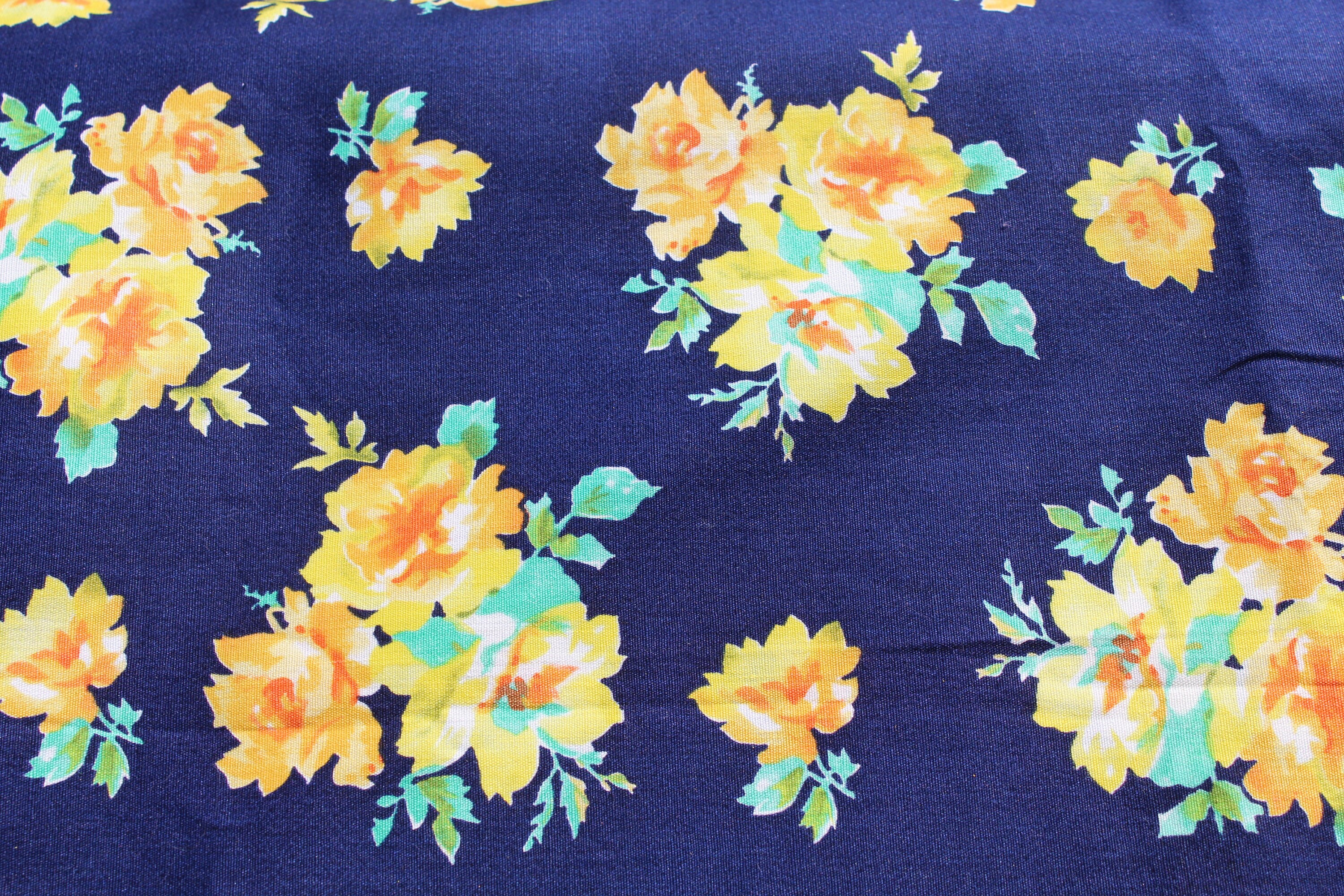 Floral Print Border Cotton Fabric by the yard for Curtain | Etsy