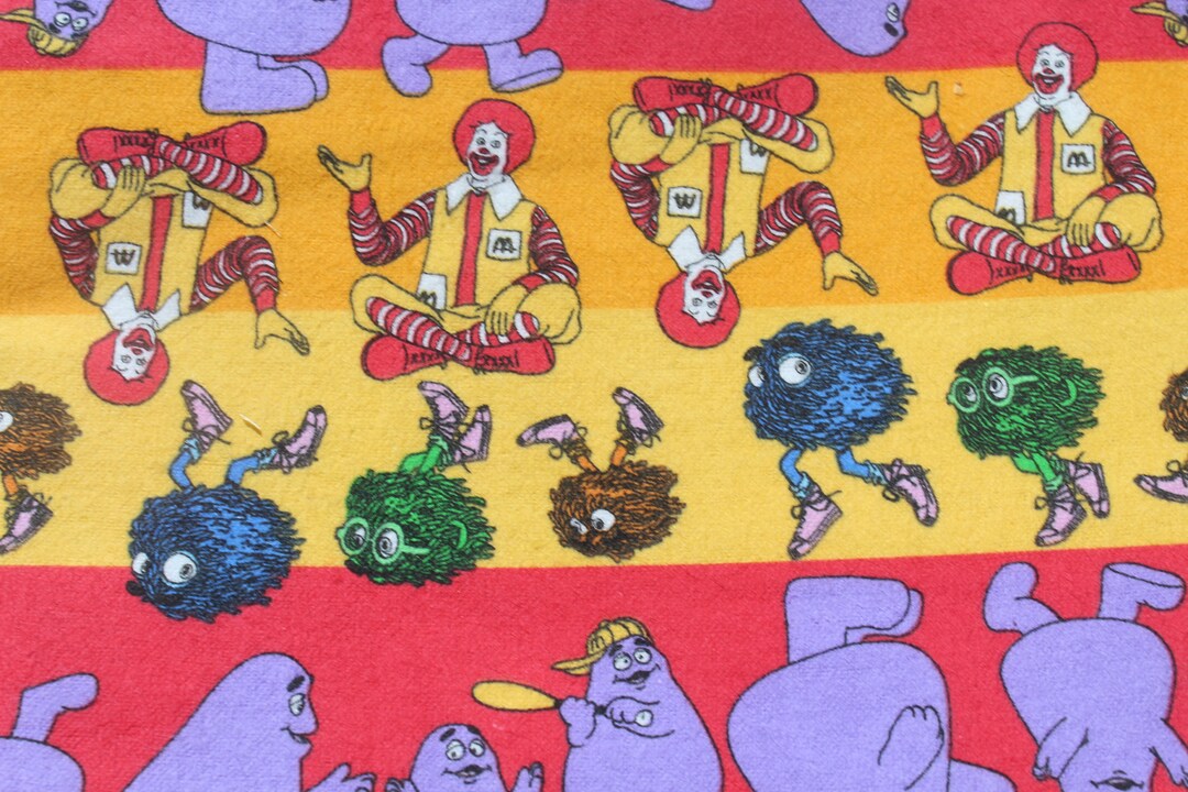 Mcdonalds Vintage Fabric Ronald Grimace Fry Kids Cotton Flannel 2006 ...