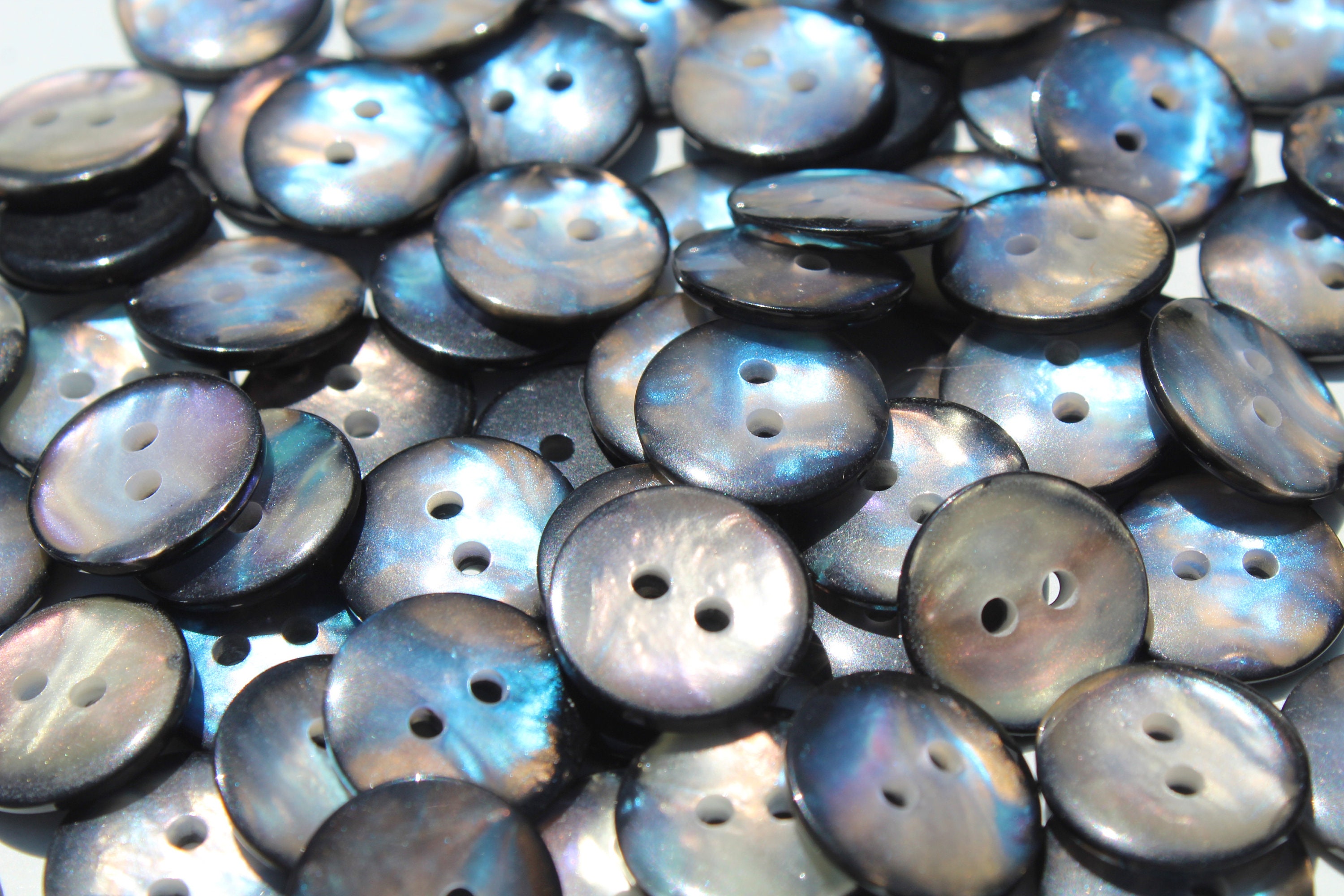Faux Shell Grey Black Blue Crafting Buttons Shimmering Round - Etsy Polska