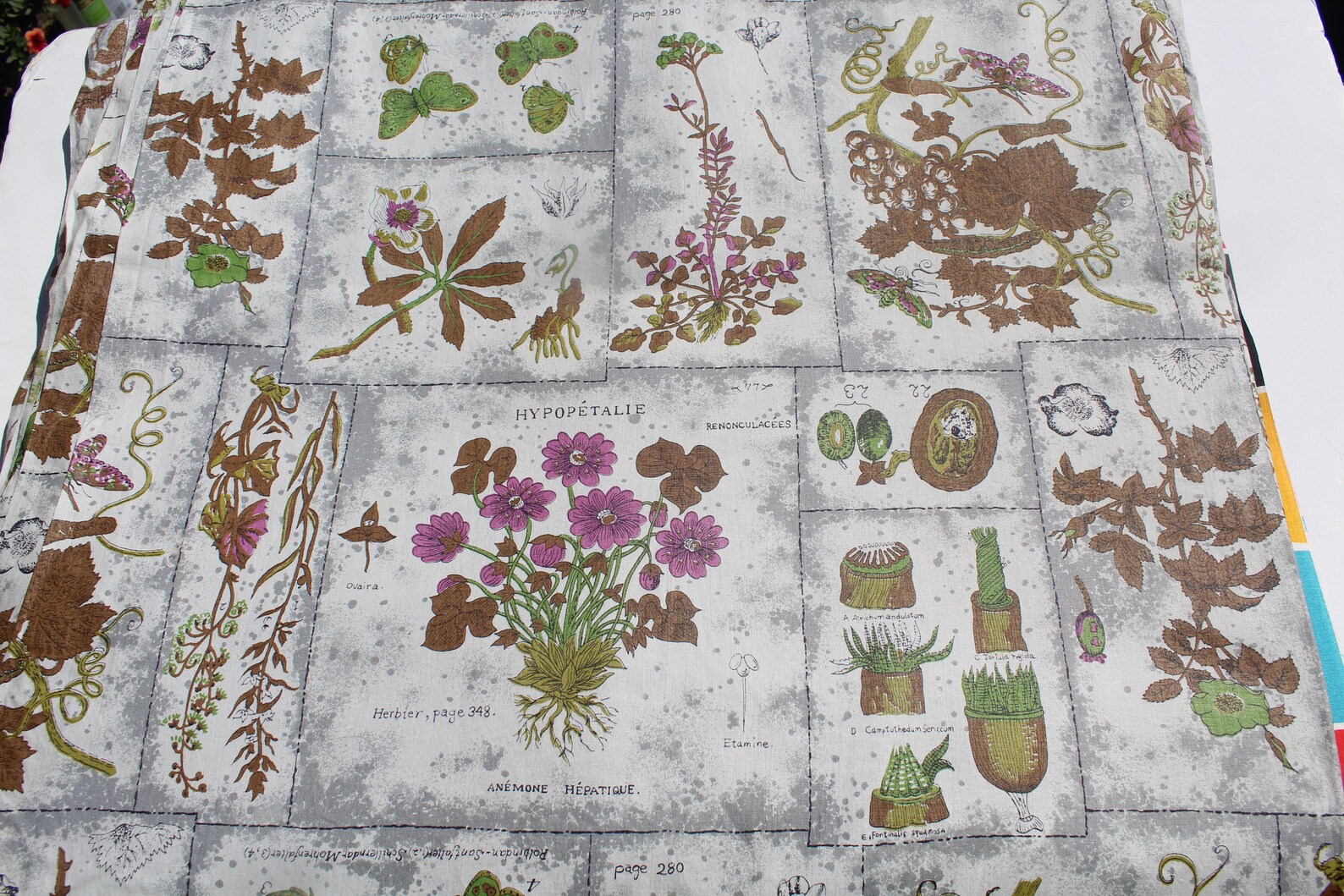 Botanical Flowers Butterfly Fabric by the Yard Herbs Pale - Etsy