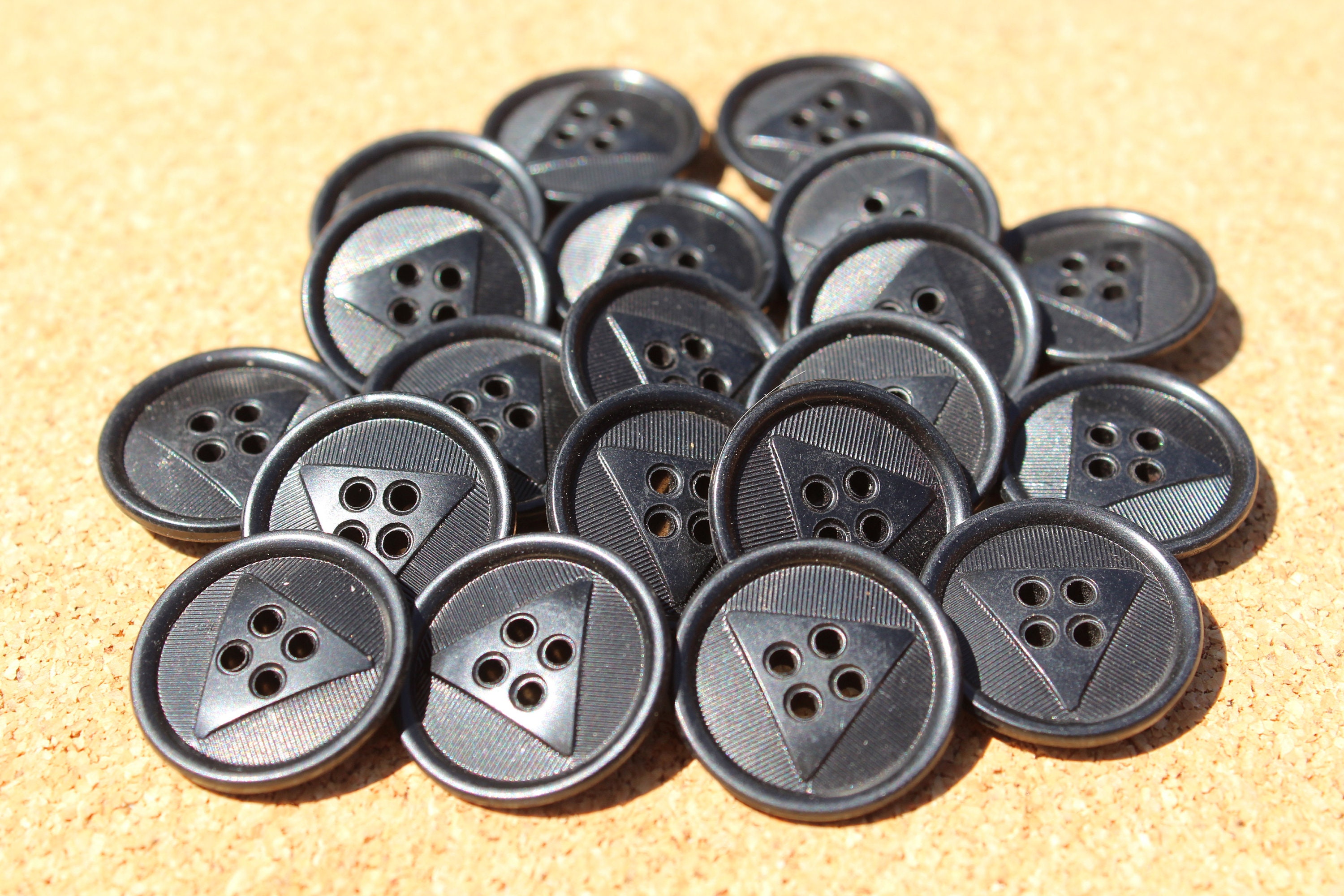 Vintage Matte Black Buttons: Triangle Pattern, Lot of 20 NOS - Etsy