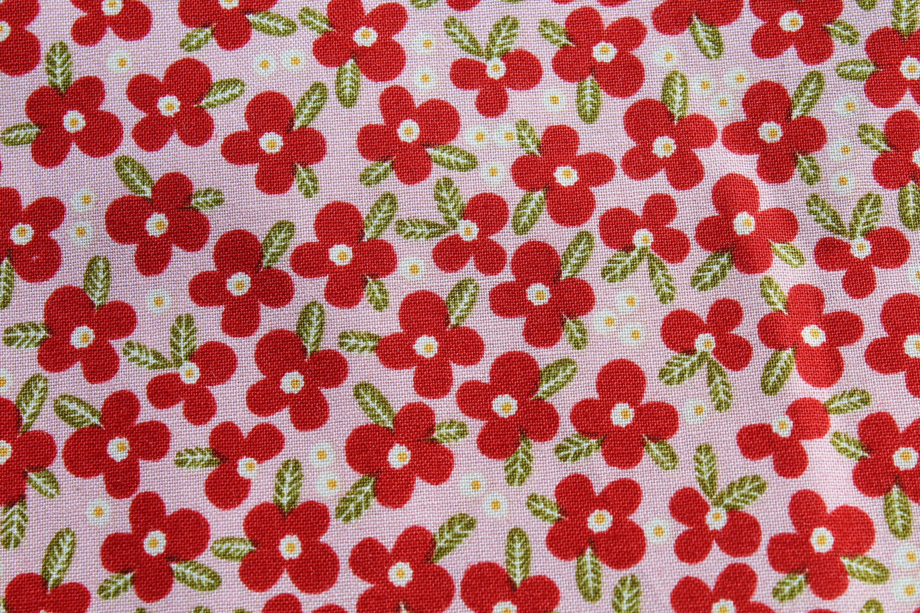 Small Print Red Daisy Flower Fabric by the Yard on Pink 100% - Etsy