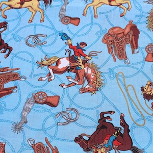 Western Cowboy Horse Rodeo Theme 100% Cotton Fabric by the Half Yard - Etsy