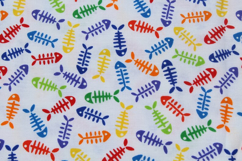 Primary Color Fish Bone Cotton Fabric by the Yard Rainbow - Etsy