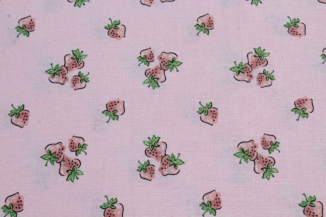 Blush Pink Strawberry Fields 100% Cotton Fabric by the Yard, Poppie ...