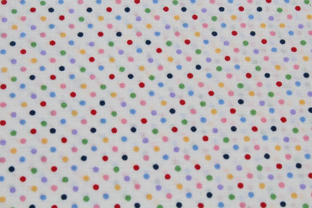 Tiny Polka Dot 100% Cotton Fabric in Multicolor on White by the Yard - Etsy