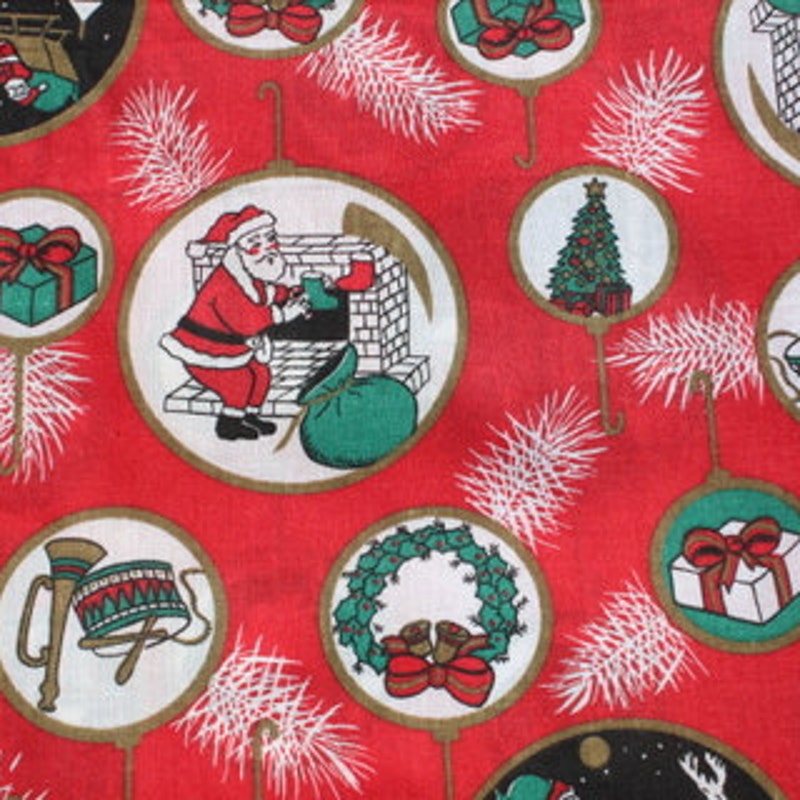 Vintage Santa Fabric - Etsy