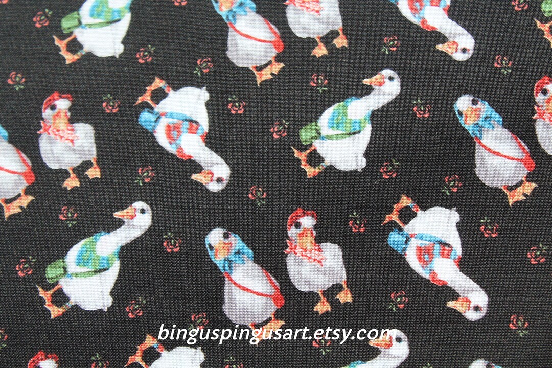 Anthropomorphic Duck 100% Cotton Fabric, Dressed up on the Farm Animal ...
