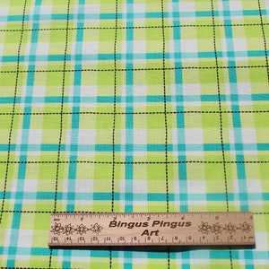 Lime Green Check Plaid Fabric by the Yard - Etsy