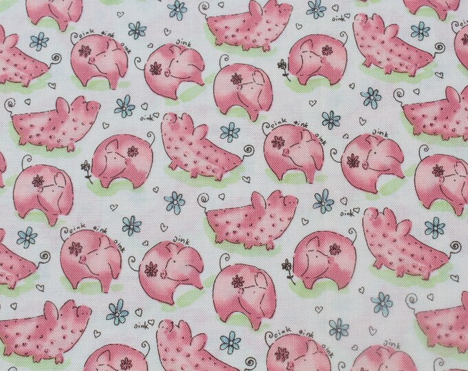 Cute Pastel Pink Pig 100% Cotton Fabric - Quarter Yard - Etsy