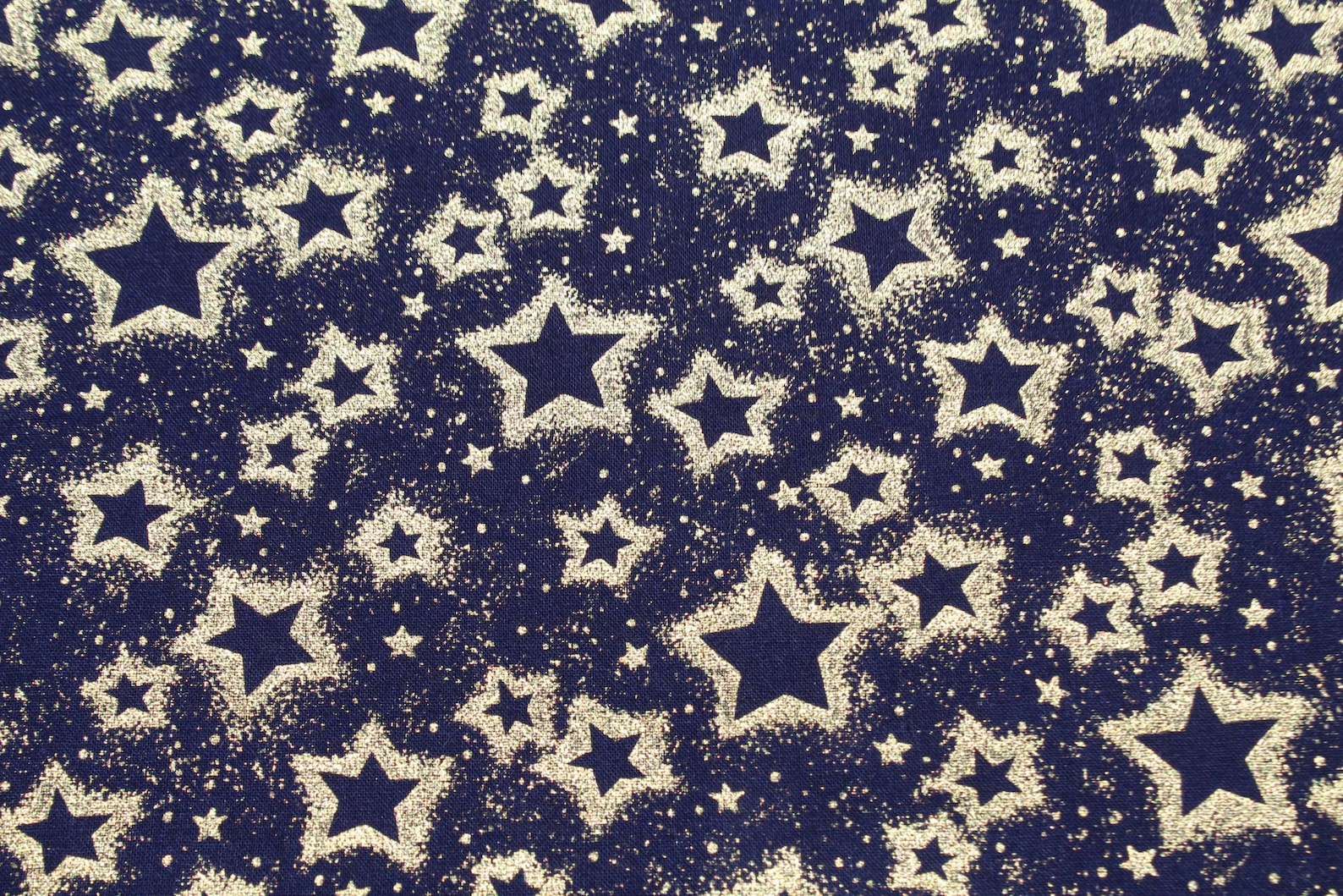 Gold Star Print on Black Cotton Fabric - Small Piece Remnant - Etsy