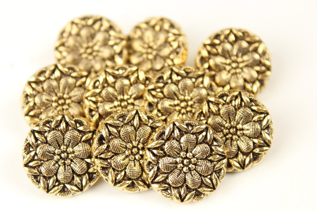 Gold Flower Crafting Button Lot, Vintage Plastic for Craft Sewing ...