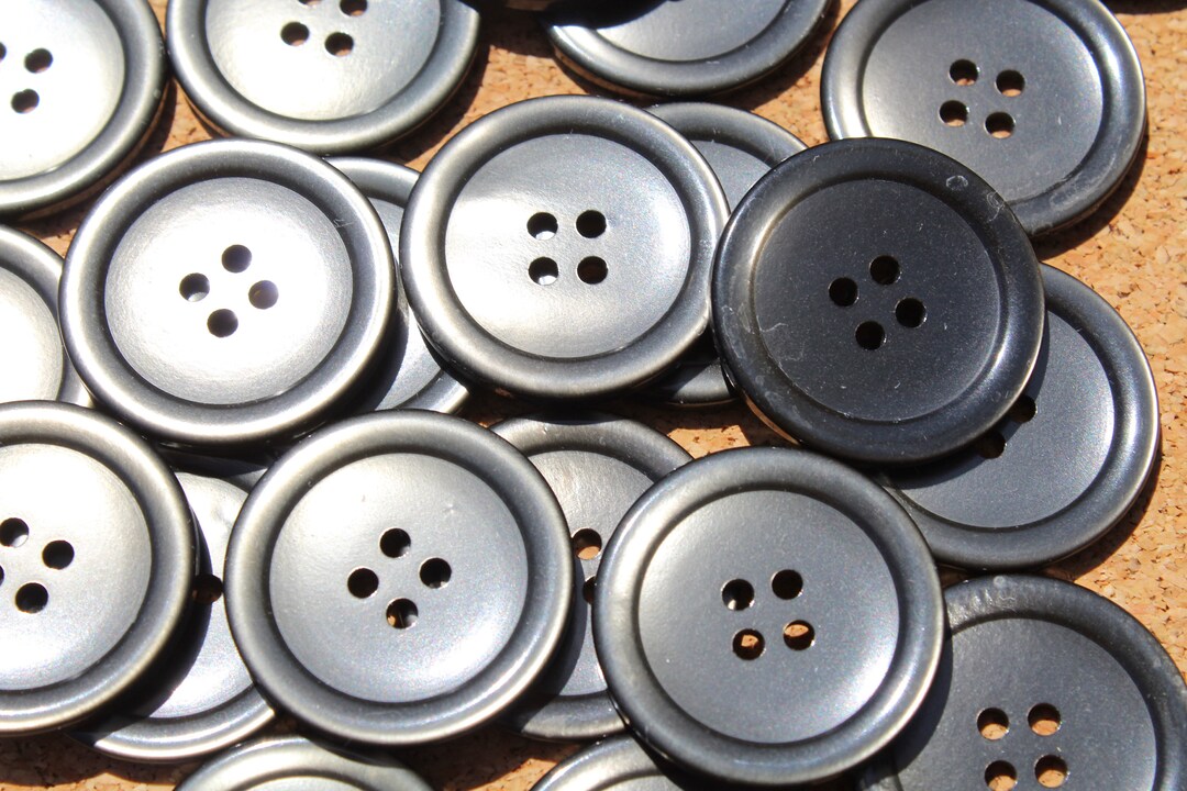 Large Graphite Gray Plastic Buttons: 4-hole - Choose Size and Quantity ...