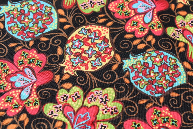 Abstract Colorful Floral Print Cotton Fabric by the yard | Etsy