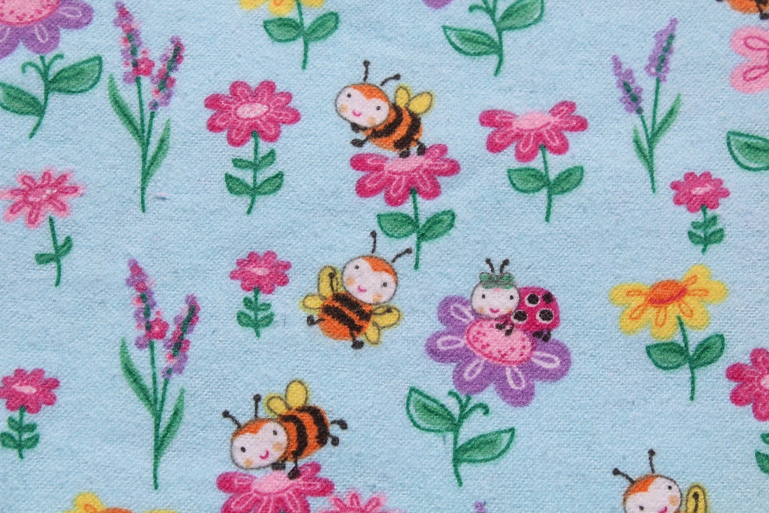 Bumble Bee Cotton Flannel Fabric by the Yard for Kids Quilting Sewing ...